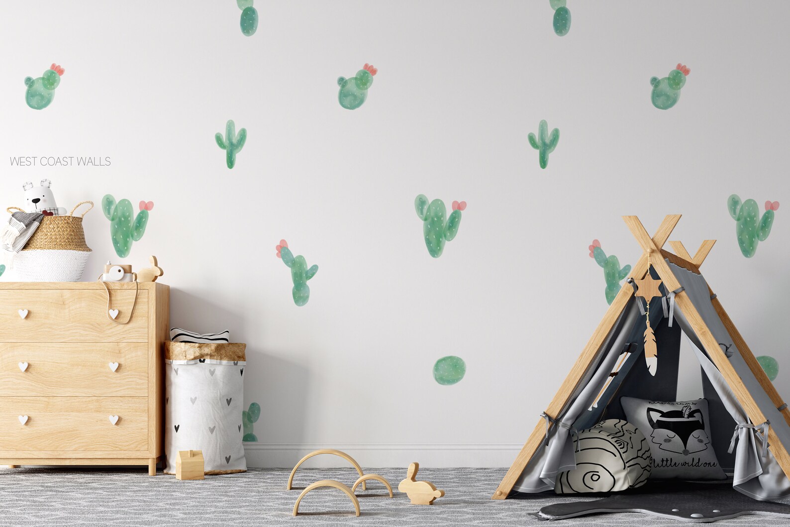 Cactus Decals / Cactus Stickers / Cactus Wallpaper / Watercolor Cactus ...