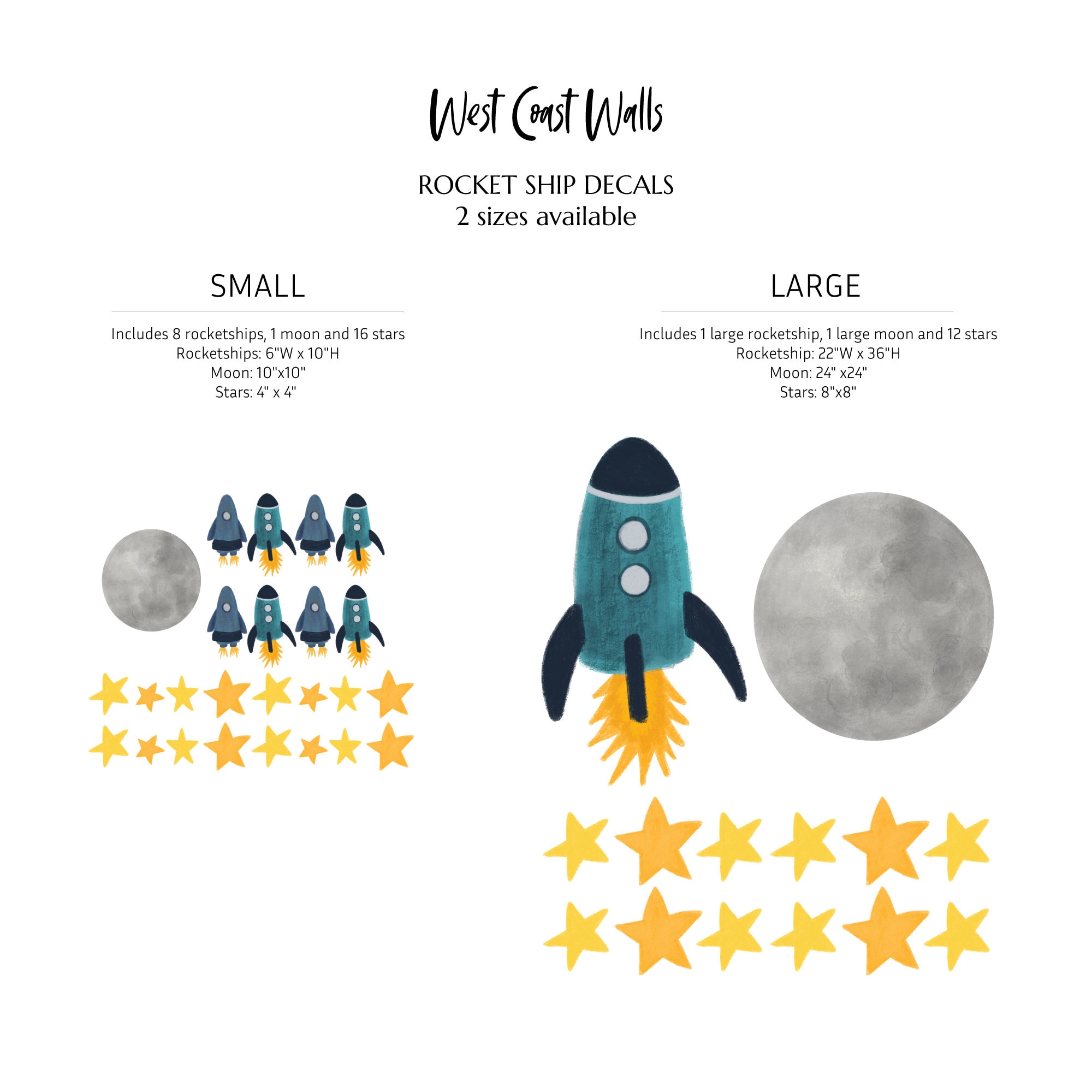 Rocket Ship Removable Wall Decals / Spaceship Wall Decals / Space Room ...