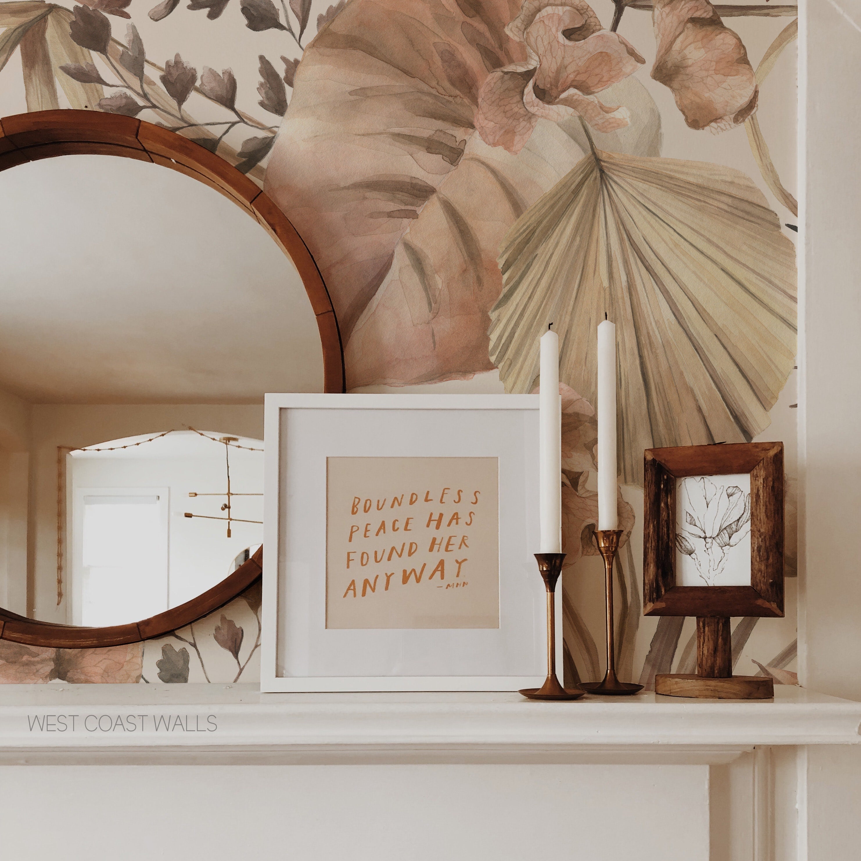 Tropical Boho Leaves Wallpaper / Boho Botanical Wallpaper / Neutral ...