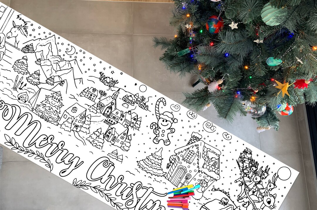 Christmas Coloring Sheet / Christmas Banner / 6 Foot Coloring Page ...