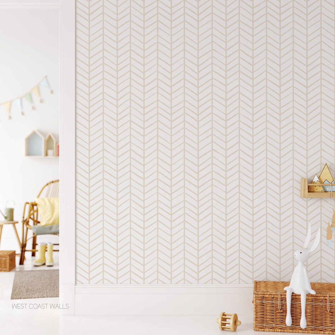 Herringbone Hand Drawn Wallpaper / Other Colors Available / Modern ...