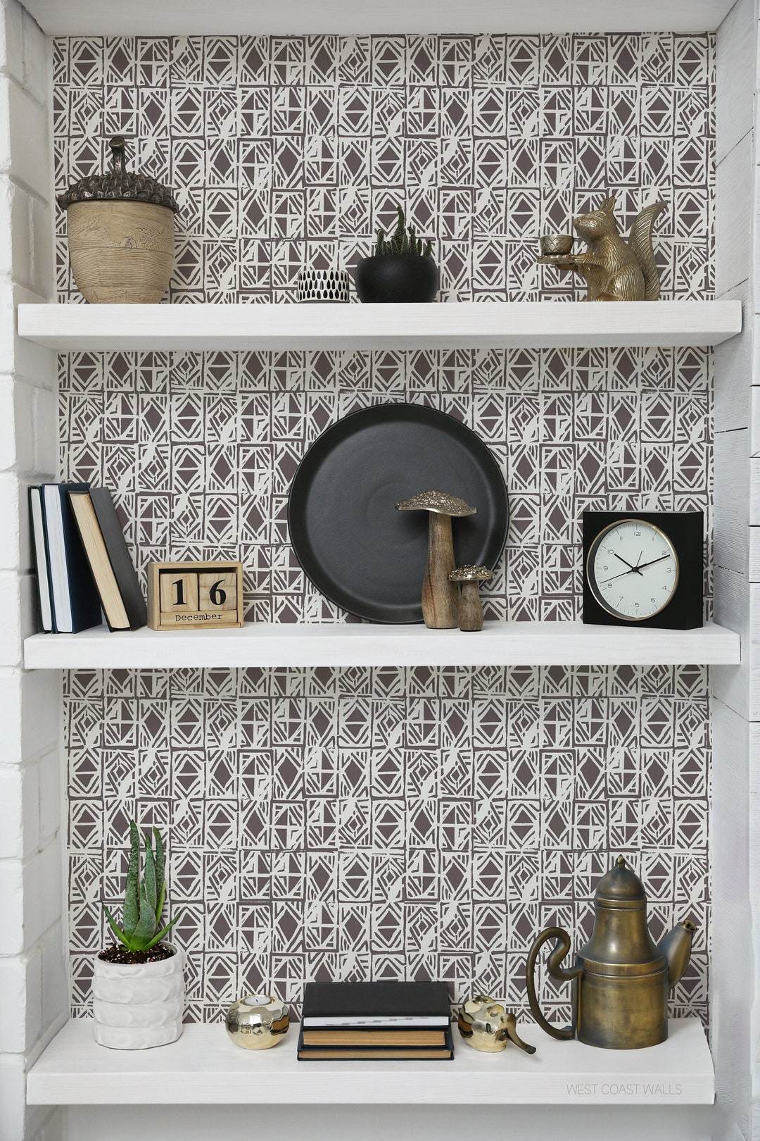 Block Print Geometric Wallpaper / Bold Wallpaper / Eclectic Style ...