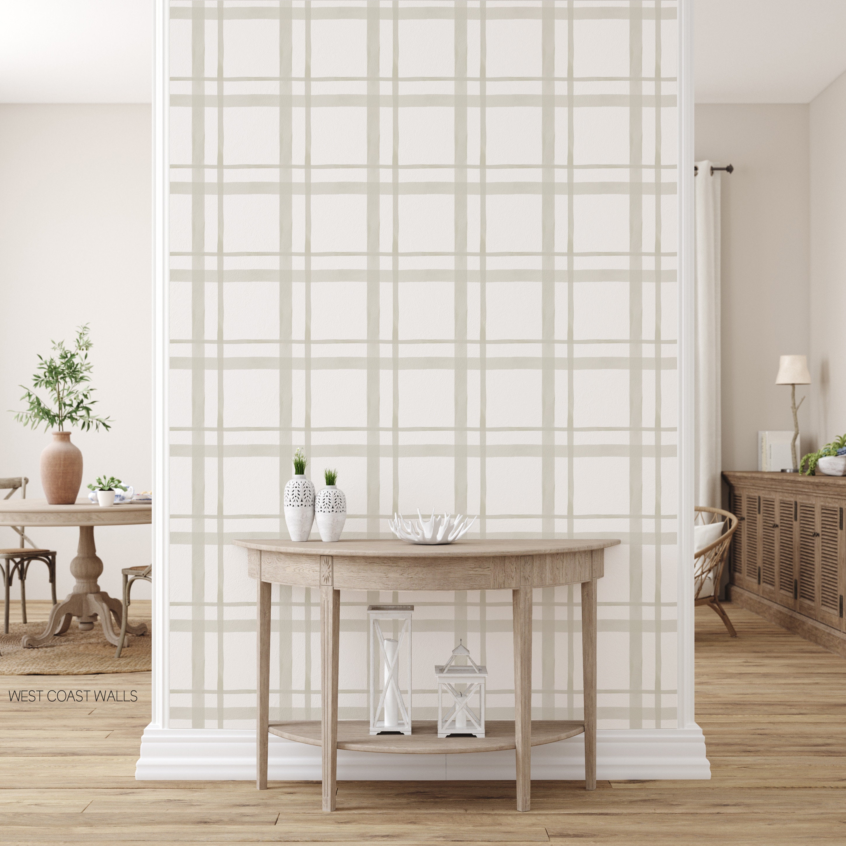 Watercolor Check Wallpaper, Alternate Colours Available / Gingham ...