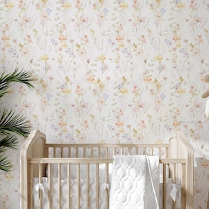 Amelia Wildflower and Butterflies Wallpaper / Floral Wallpaper ...