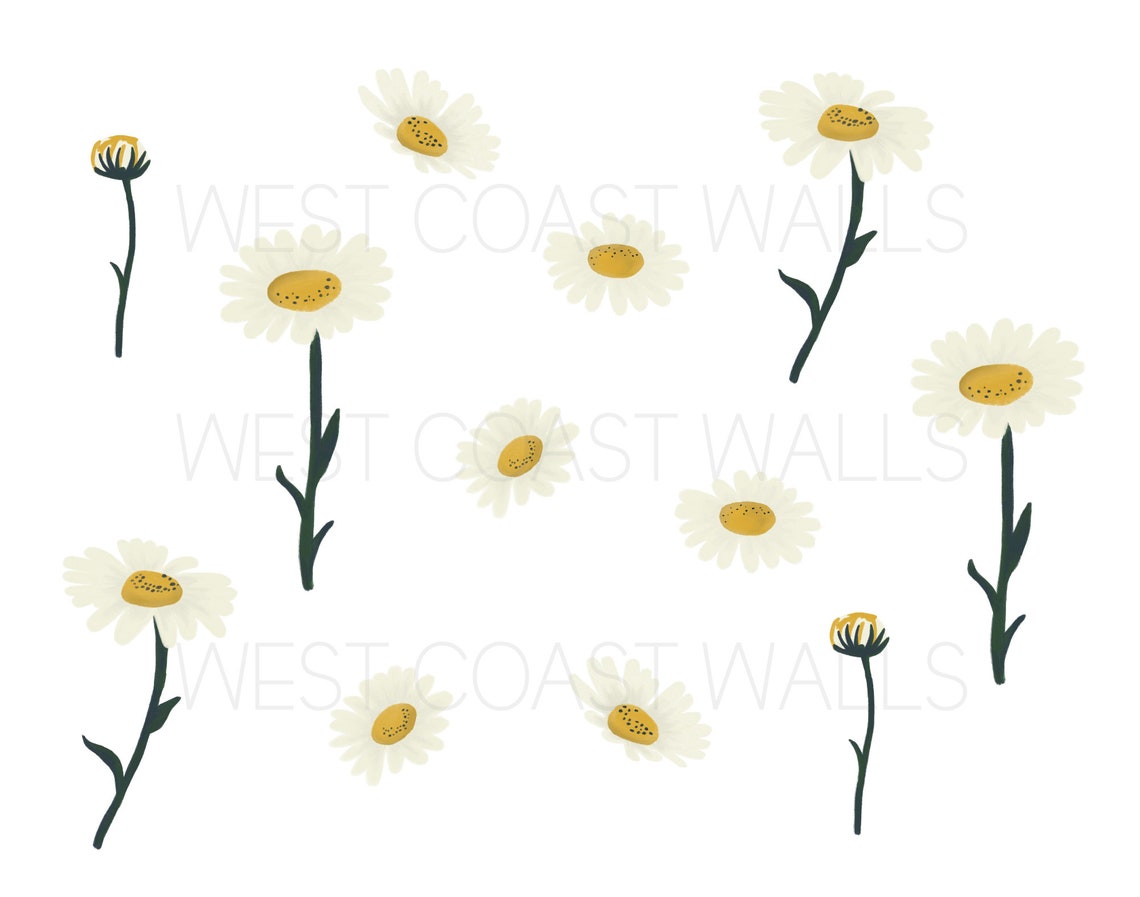 Daisy Wall Decals / Removable Flower Decals / Flower Room / - Etsy