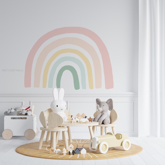 Large Muted Pastel Rainbow Removable Wall Decal / Pastel - Etsy