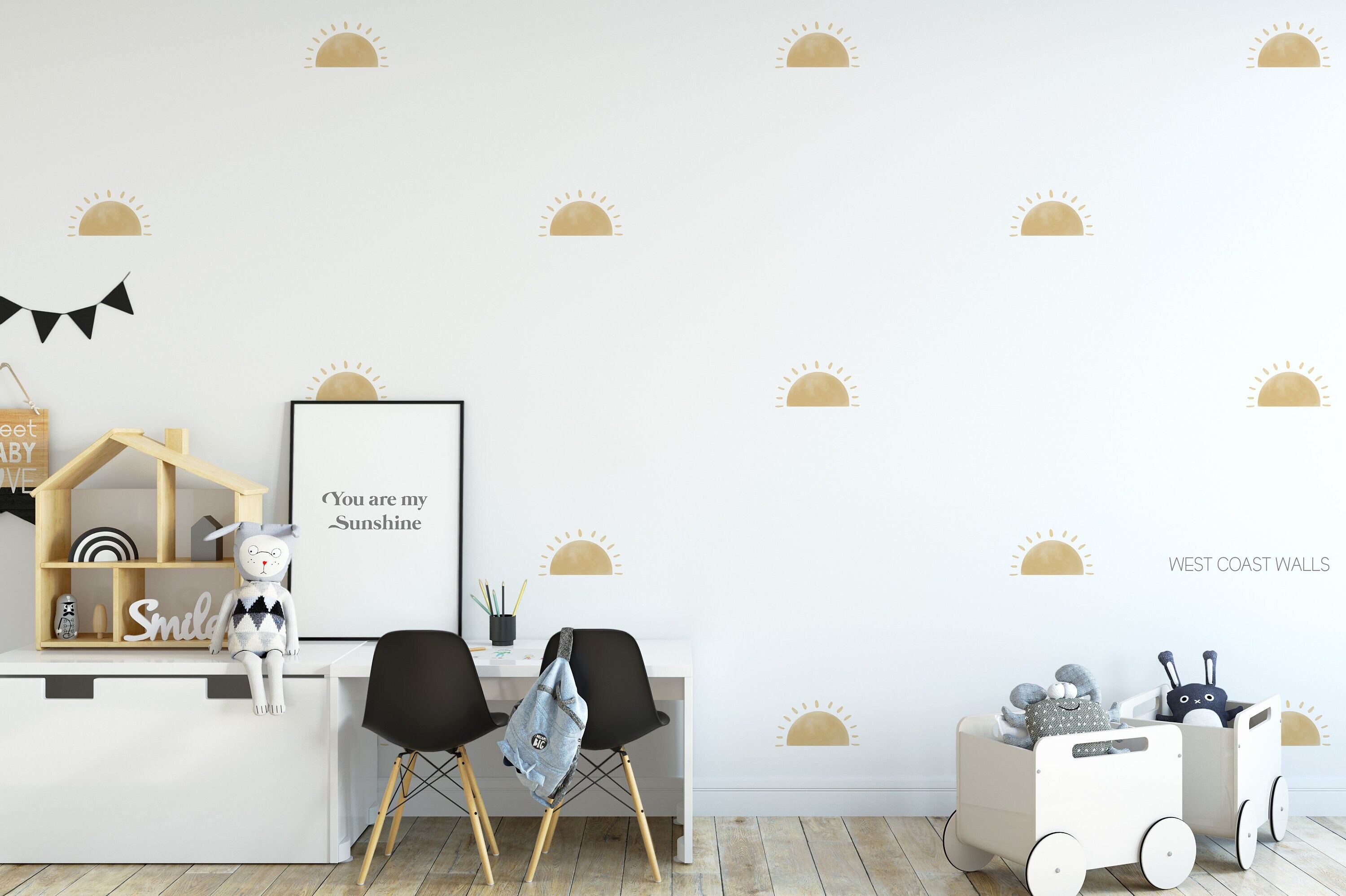 Watercolor Sun Removable Wall Decal / Modern Sun / Neutral - Etsy