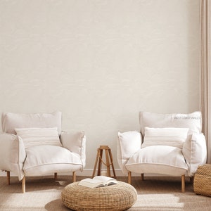 Beige Vintage Wave Wallpaper / Ocean Wallpaper / Coastal Wallpaper ...