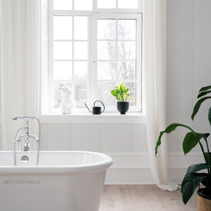 White Square Tile Wallpaper / Tile Wallpaper / Irregular Shape Tile ...