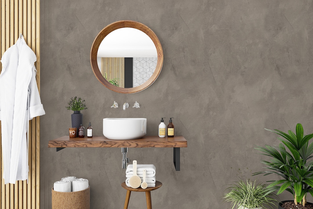 Taupe Textured Style Wallpaper / Venetian Plaster Faux Texture / Lime ...