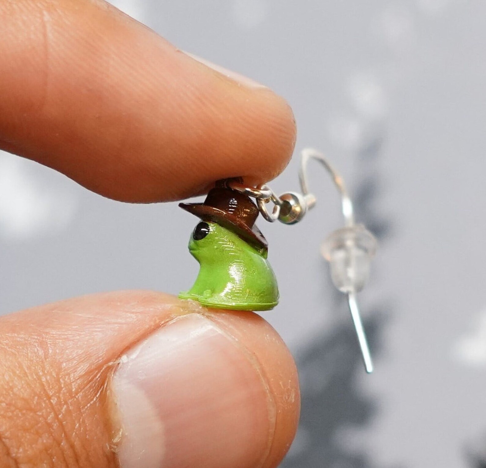 Fred the Frog but Hes a Cowboy / Mini Frog Earrings - Etsy
