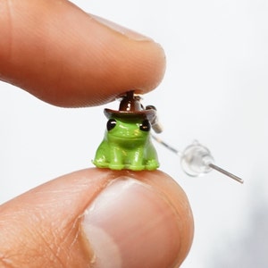 Fred the Frog but Hes a Cowboy / Mini Frog Earrings - Etsy