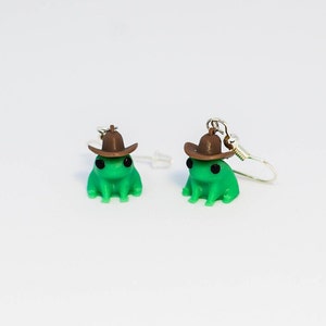 Fred the Frog but Hes a Cowboy / Mini Frog Earrings - Etsy