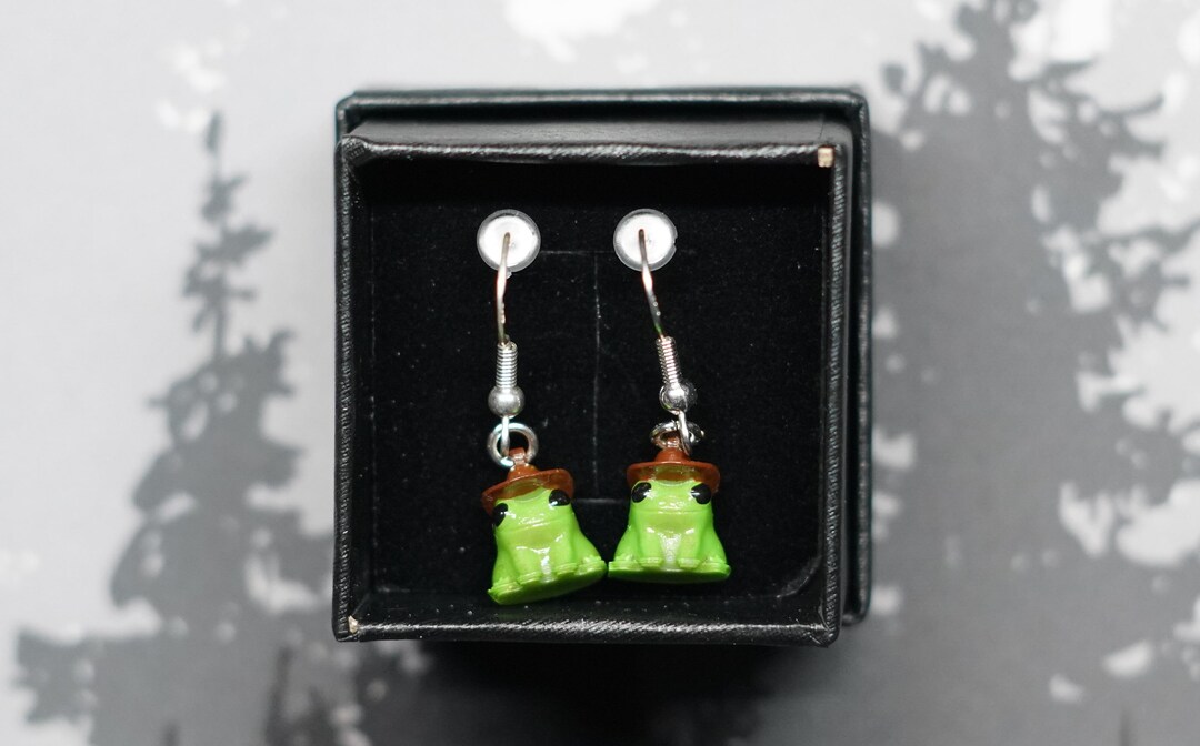 Fred the Frog but Hes a Cowboy / Mini Frog Earrings - Etsy