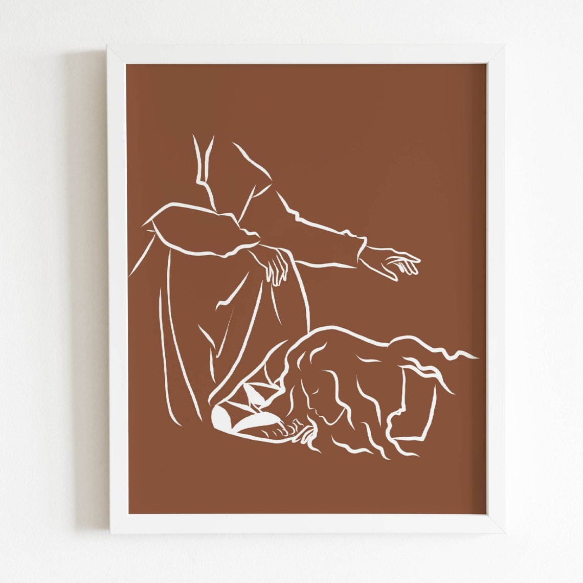 Christian Line Art Print Christian Wall Decor Burnt Orange - Etsy