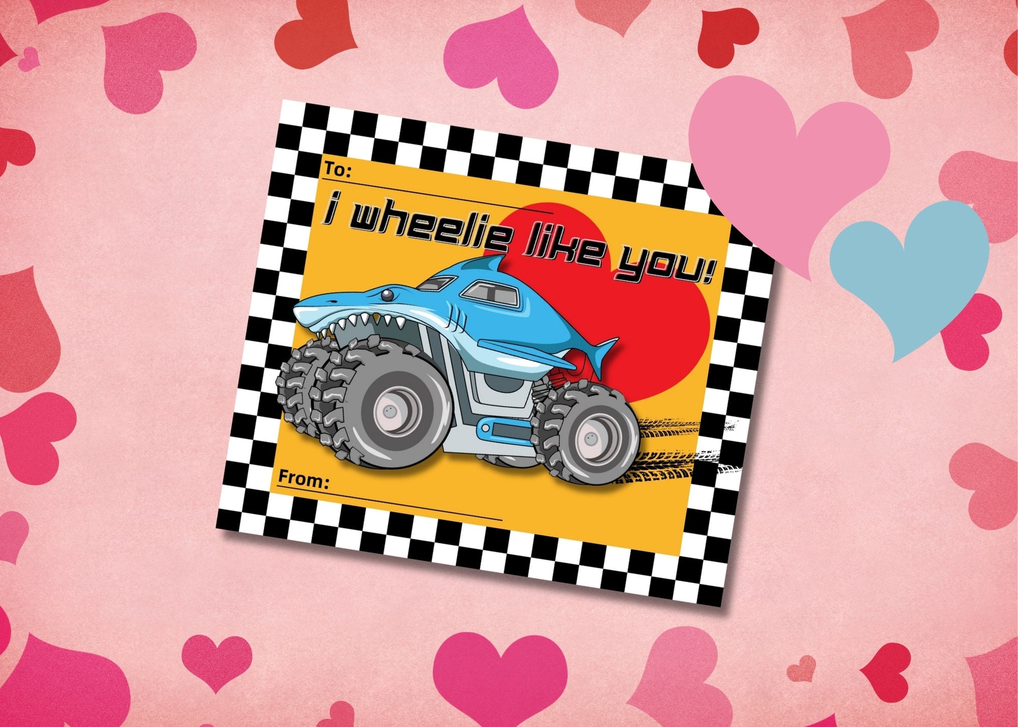 Printable Truck Classroom Valentines for Boys, Valentines Exchange, 4x4 ...