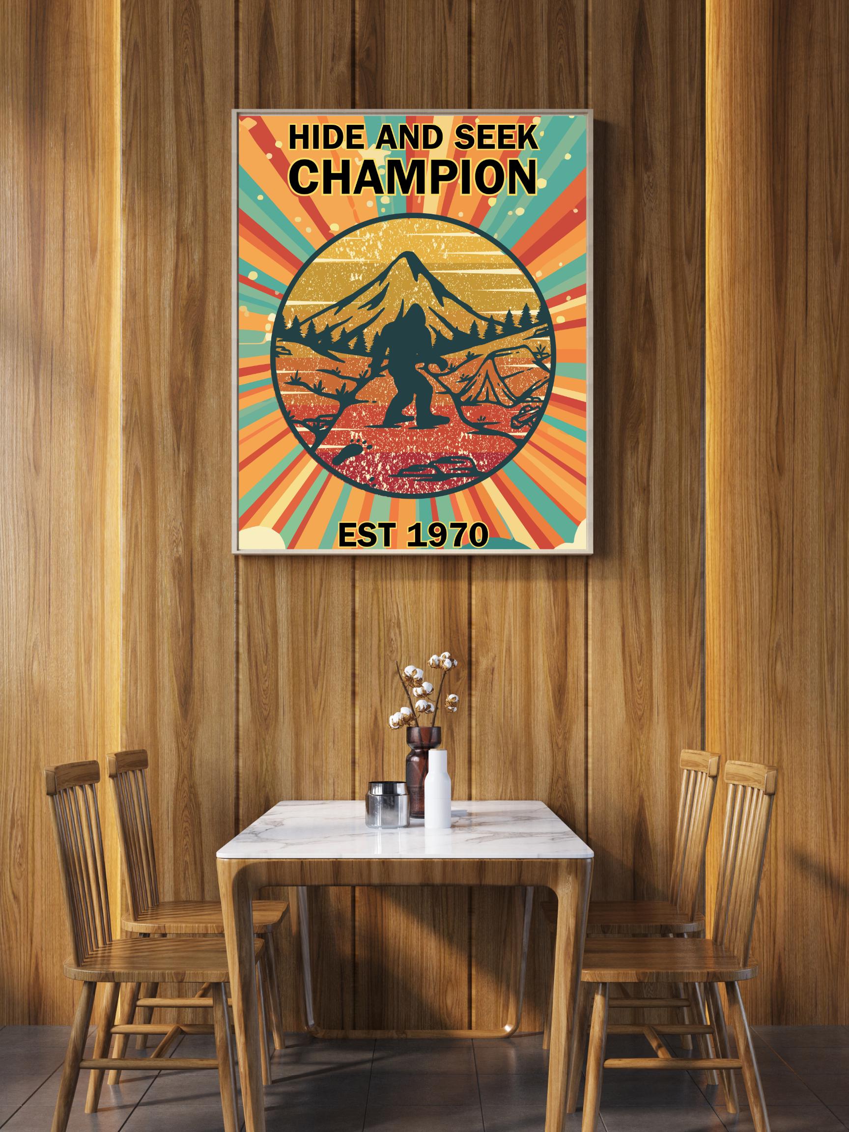 Printable Bigfoot Poster | Hide and Seek Sasquatch | Bigfoot Art Print ...