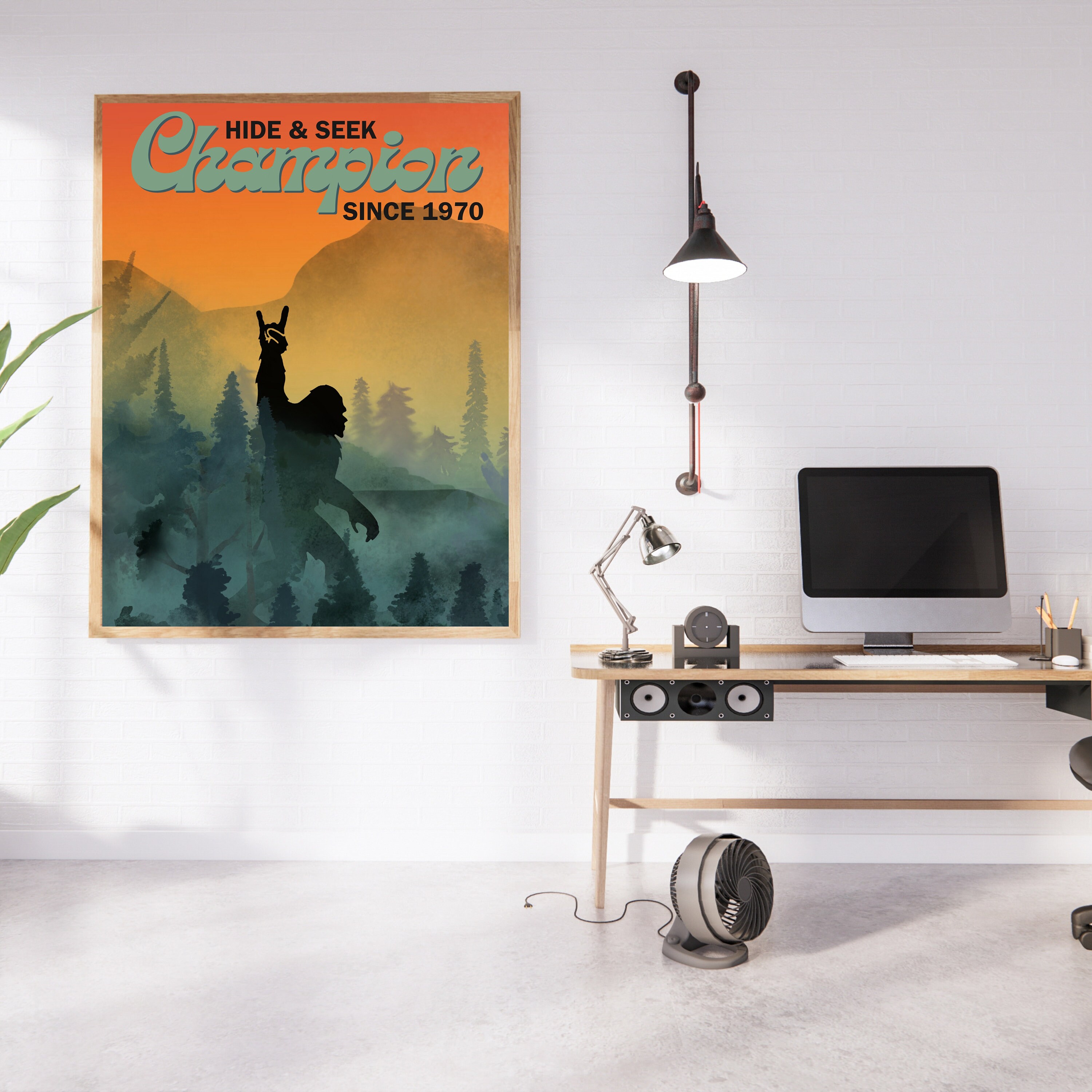 Printable Bigfoot Poster Hide and Seek Sasquatch Bigfoot Art Print ...