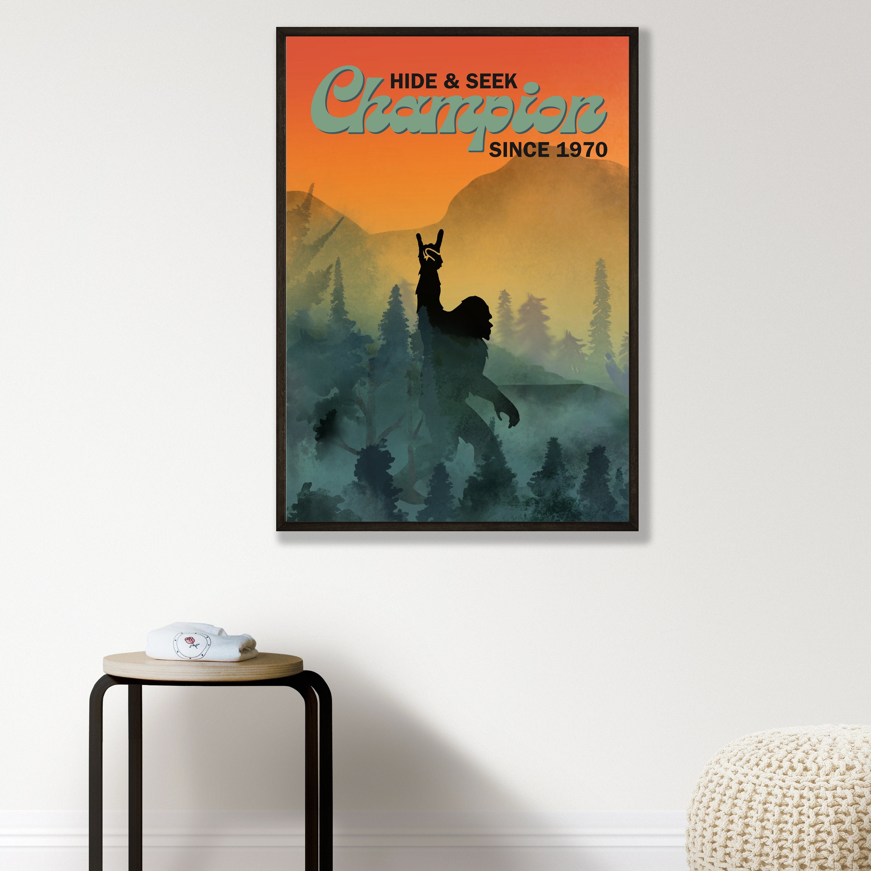 Printable Bigfoot Poster Hide and Seek Sasquatch Bigfoot Art Print ...