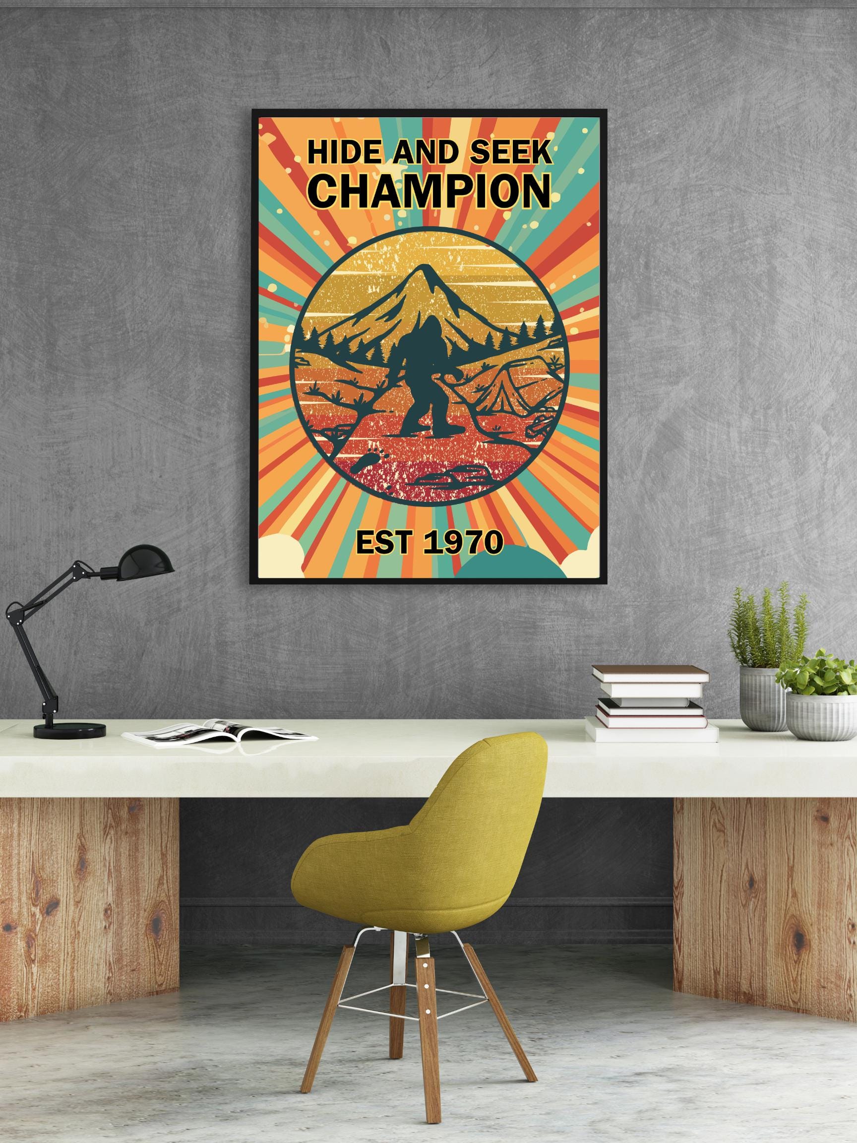 Printable Bigfoot Poster | Hide and Seek Sasquatch | Bigfoot Art Print ...