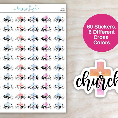Church Stickers With Watercolor Crosses Great for Planners - Etsy