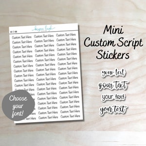 Mini Custom Script Sticker 5x7 Sheet Four Font Choices - Etsy