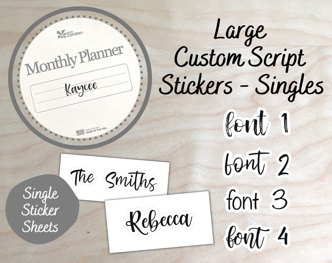 Large Custom Script Sticker | One Sticker | Custom Name Text Sticker ...