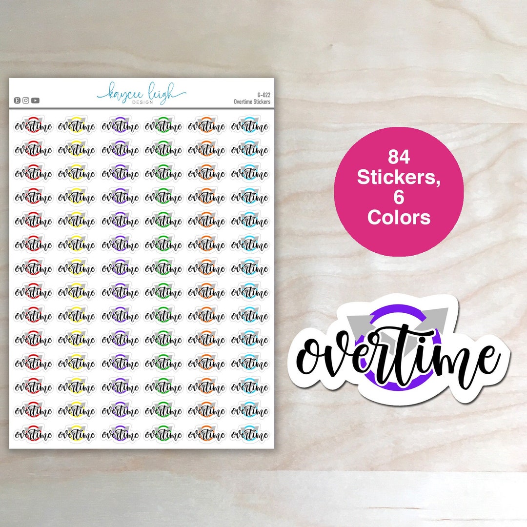 Overtime Planner Stickers for Use in Planners, Notebooks, Bullet ...