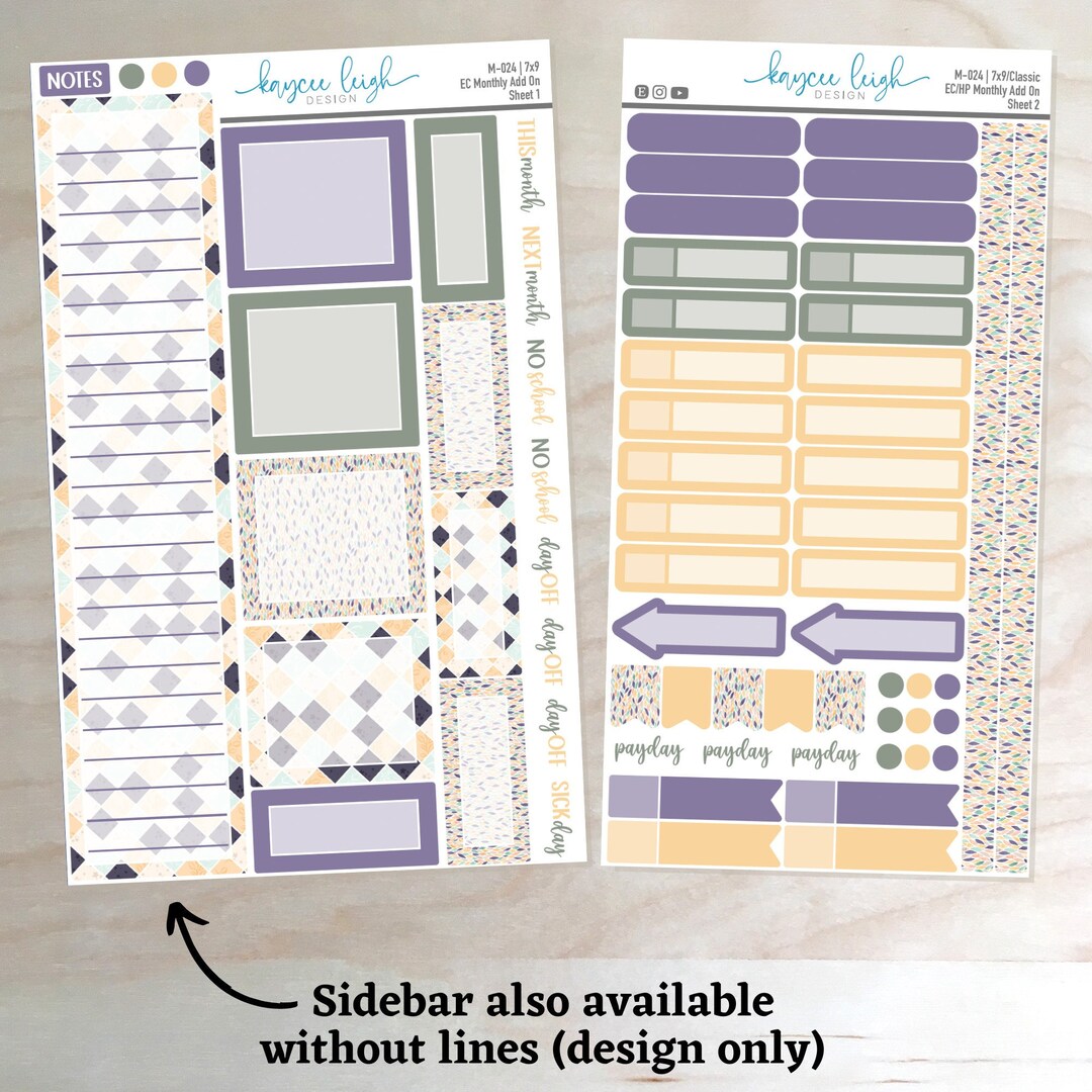 Monthly Add on Stickers for A5, 7x9, and 8.5x11 Planners Erin Condren ...