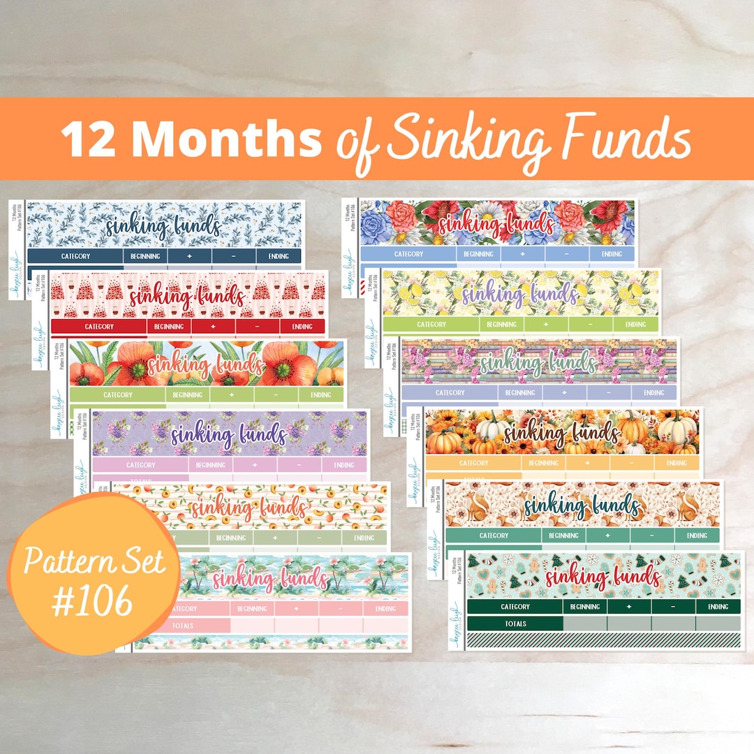 12 Months of Sinking Funds Stickers | 12 Different Designs | 7x9 and 8 ...