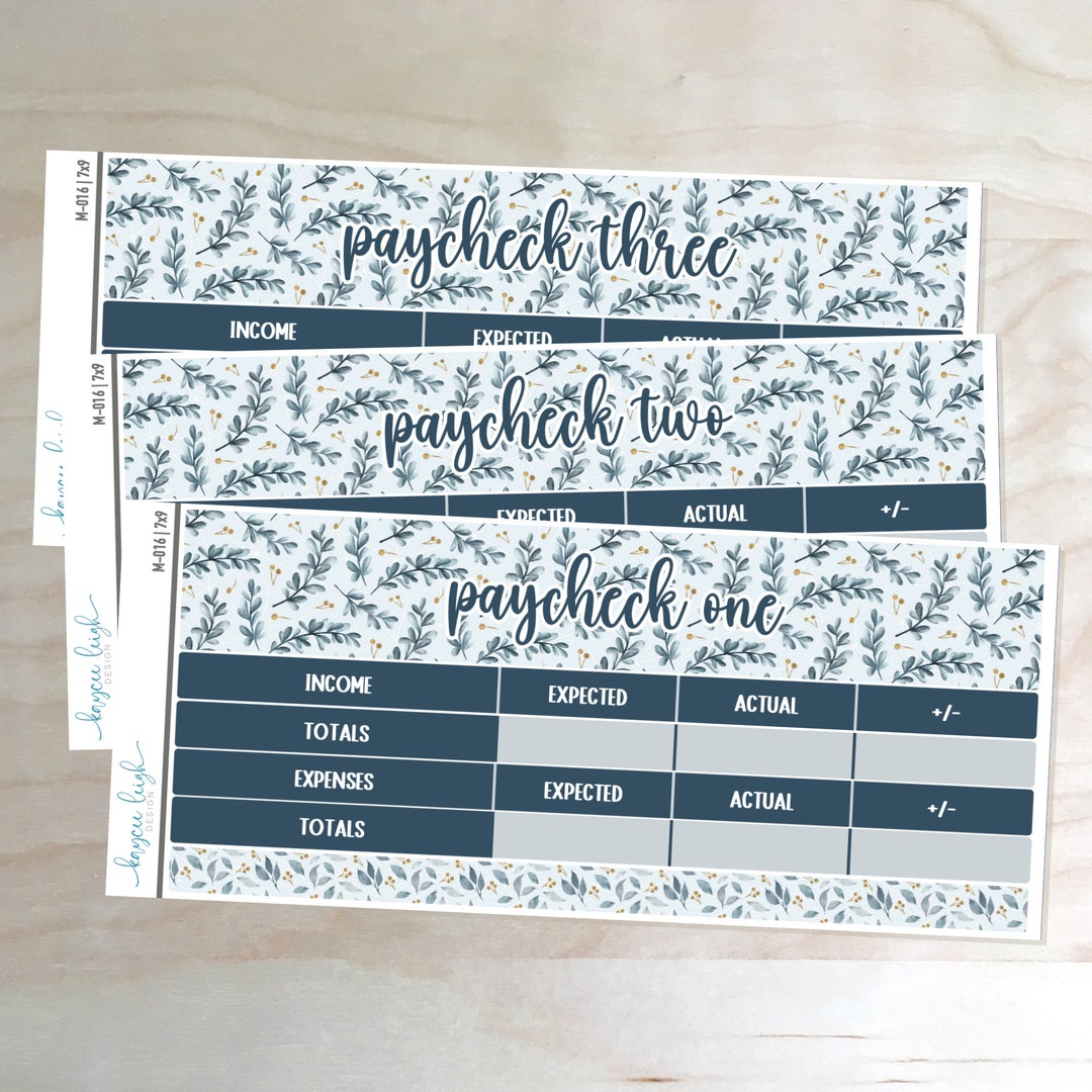 Paycheck Budget Stickers for A5, 7x9, and 8.5x11 Planners Choose ...