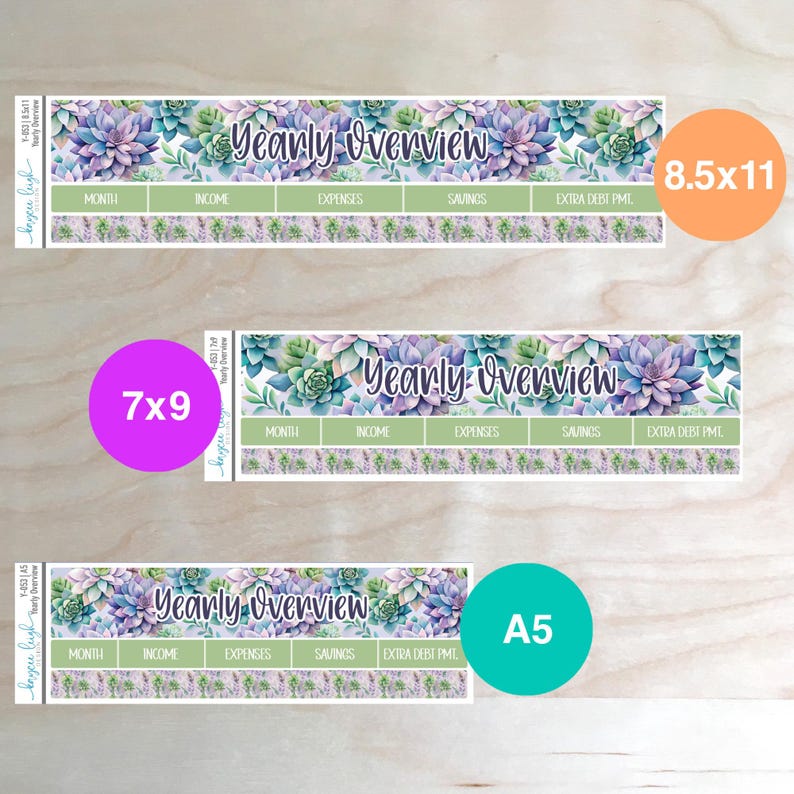 Yearly Overview Stickers | Budget Stickers for A5, 7x9 and 8.5x11 ...