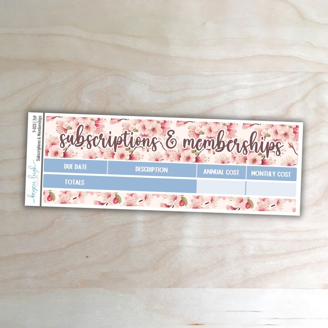 Subscriptions and Memberships Stickers for A5, 7x9, and 8.5x11 Planners ...