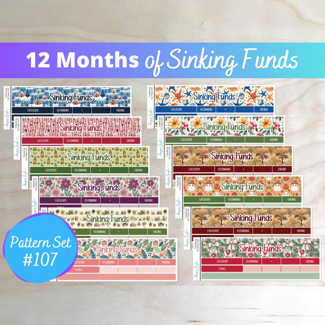 12 Months of Sinking Funds Stickers | 12 Different Designs | 7x9 and 8 ...