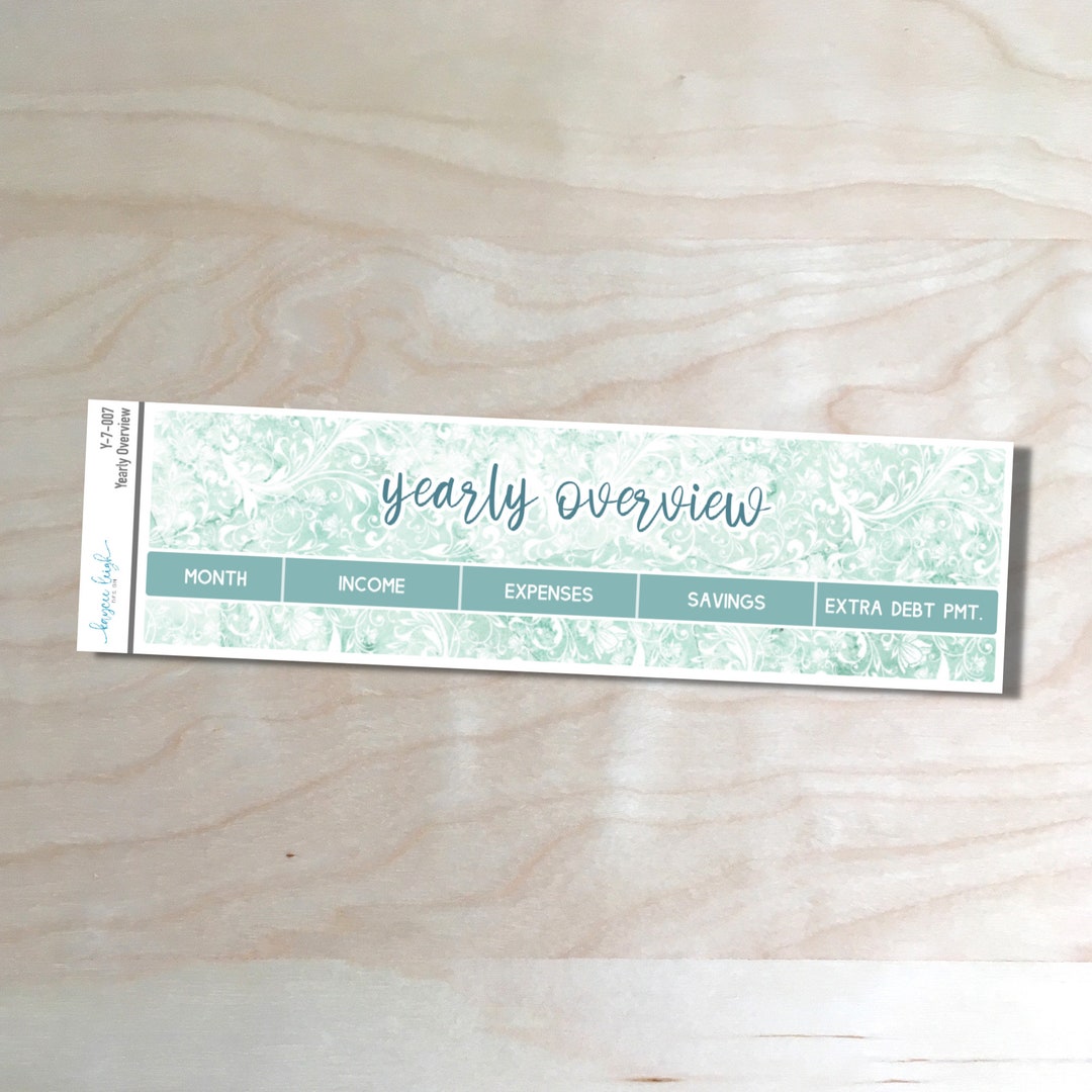Yearly Overview Stickers Budget Stickers for A5 7x9 and - Etsy