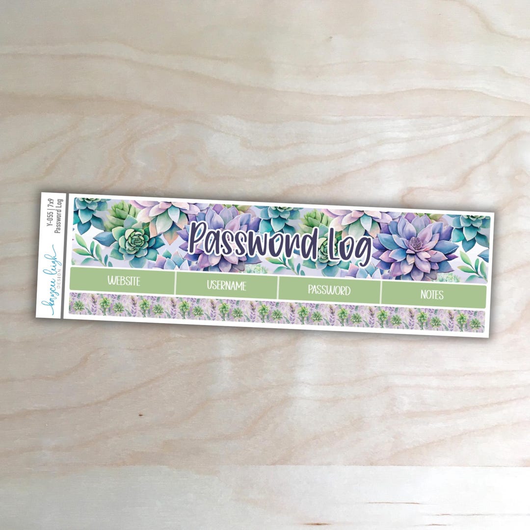 Password Log Stickers for A5, 7x9, and 8.5x11 Planners | Password ...