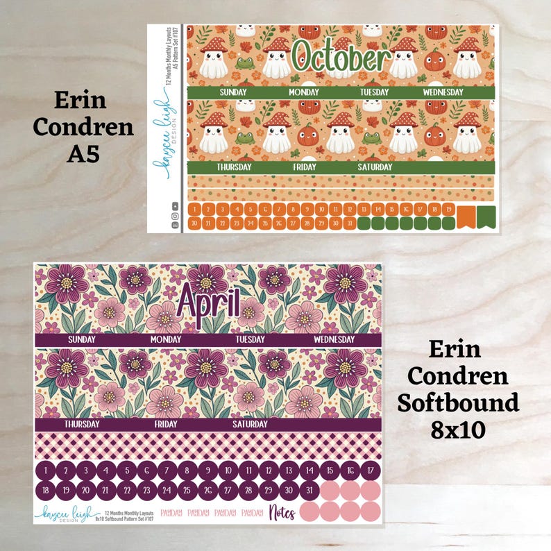 12 Months of Monthly Layout Stickers | 12 Different Designs | A5, 7x9 ...