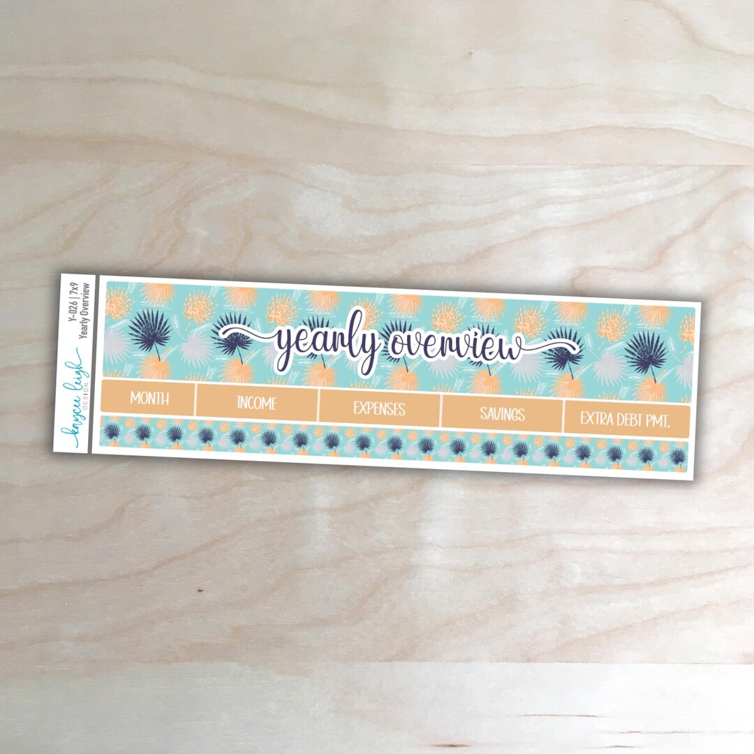 Yearly Overview Stickers | Budget Stickers for A5, 7x9 and 8.5x11 ...