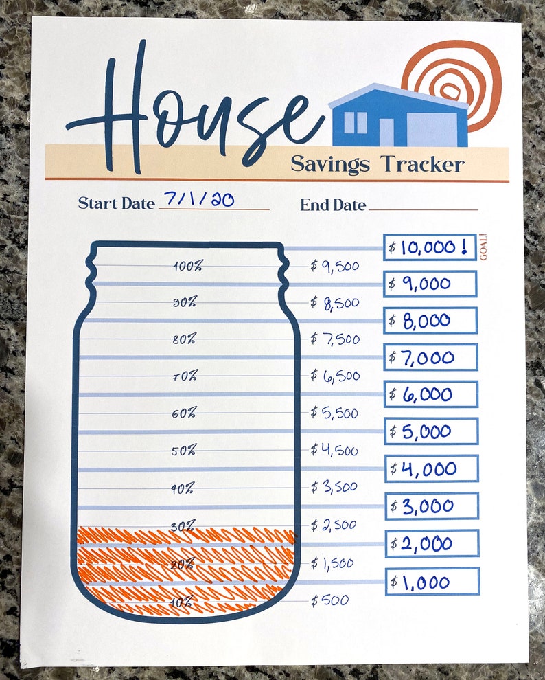 PRINTABLE House Savings Tracker : DIGITAL DOWNLOAD Letter Size | Etsy