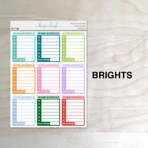 Work Schedule Stickers for Use in Planners Notebooks Bullet - Etsy
