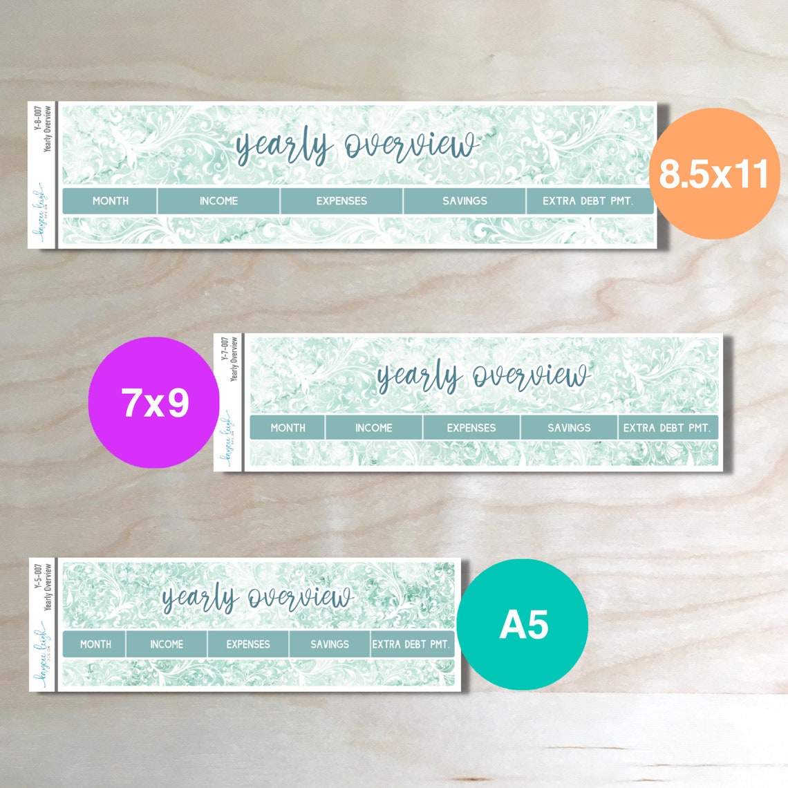 Yearly Overview Stickers Budget Stickers for A5 7x9 and - Etsy