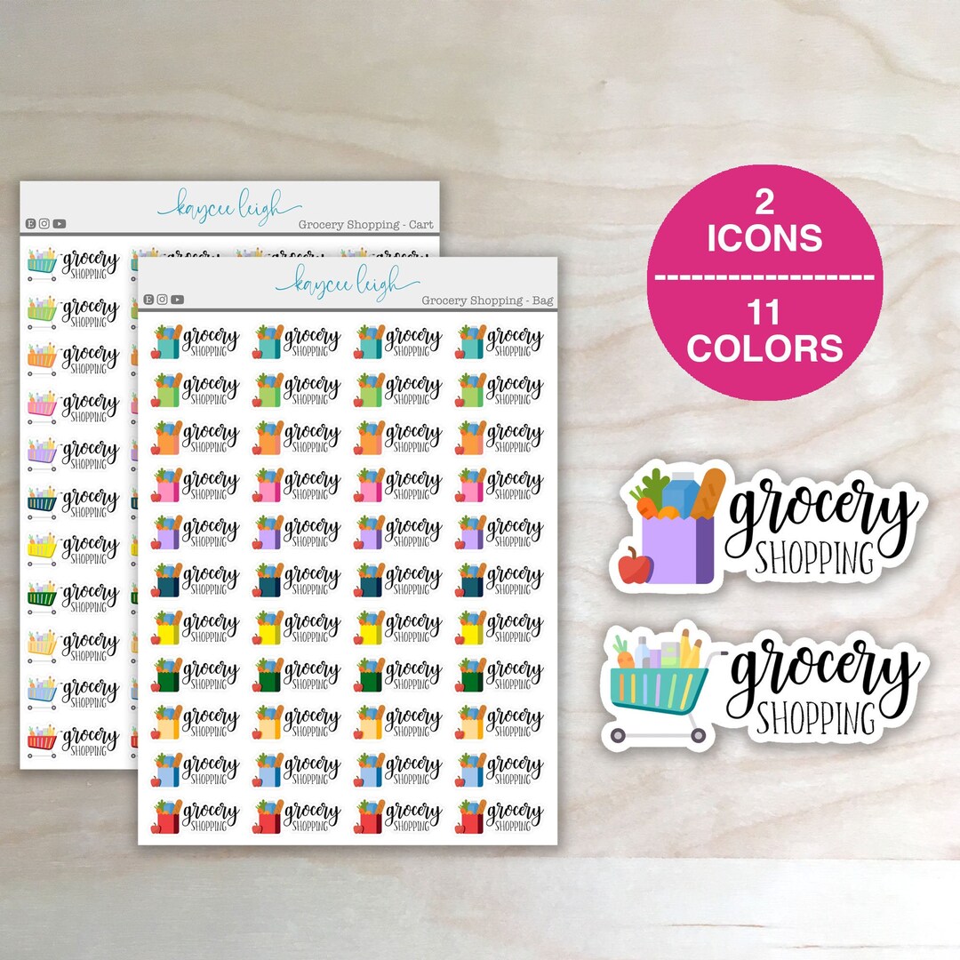 Grocery Shopping Stickers for Planners, Notebooks, Bullet Journals, Etc ...