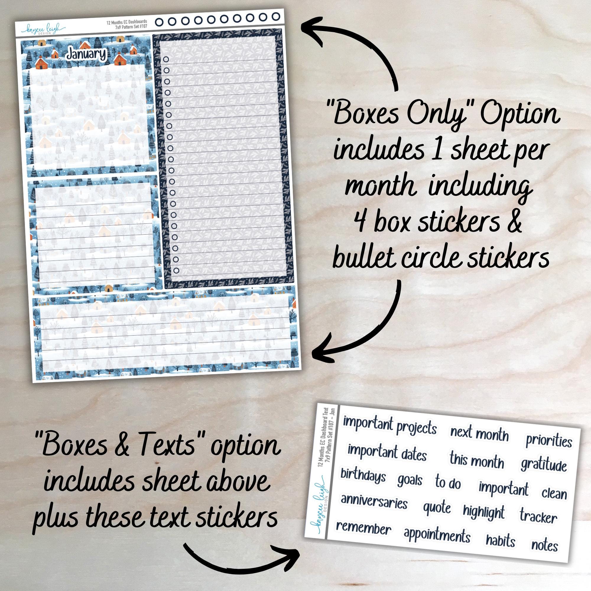 12 Months of Dashboard Stickers | 12 Different Designs | 7x9 & A5 Erin ...