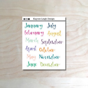 MINI Colorful 12 Month Text Stickers | Available on White or Clear ...