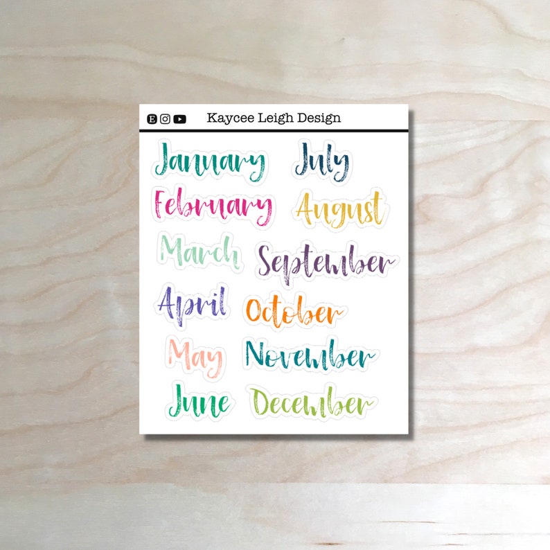 MINI Colorful 12 Month Text Stickers | Available on White or Clear ...