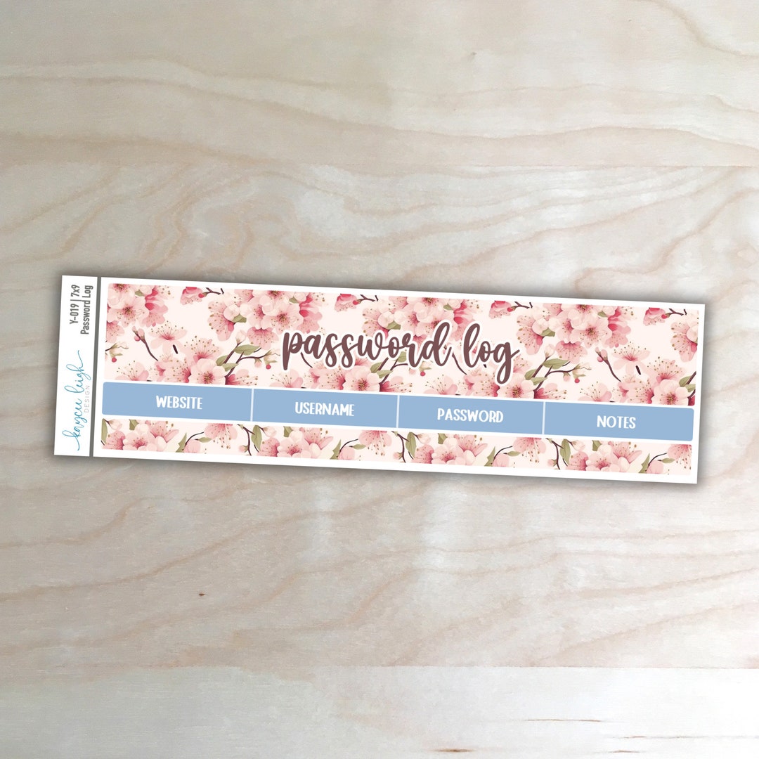 Password Log Stickers for A5, 7x9, and 8.5x11 Planners Password Tracker ...