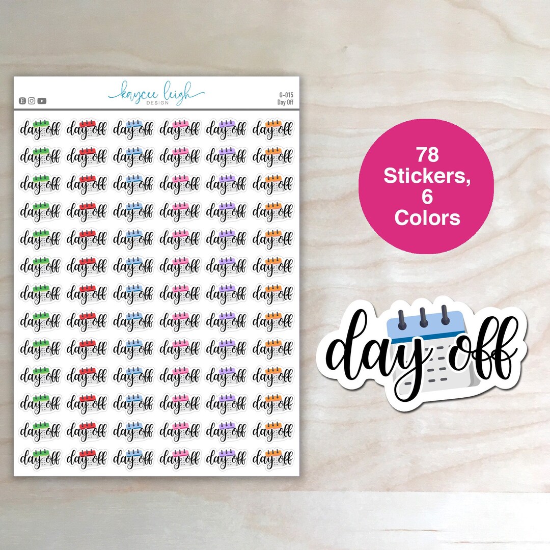 Day off Planner Stickers for Use in Planners, Notebooks, Bullet ...