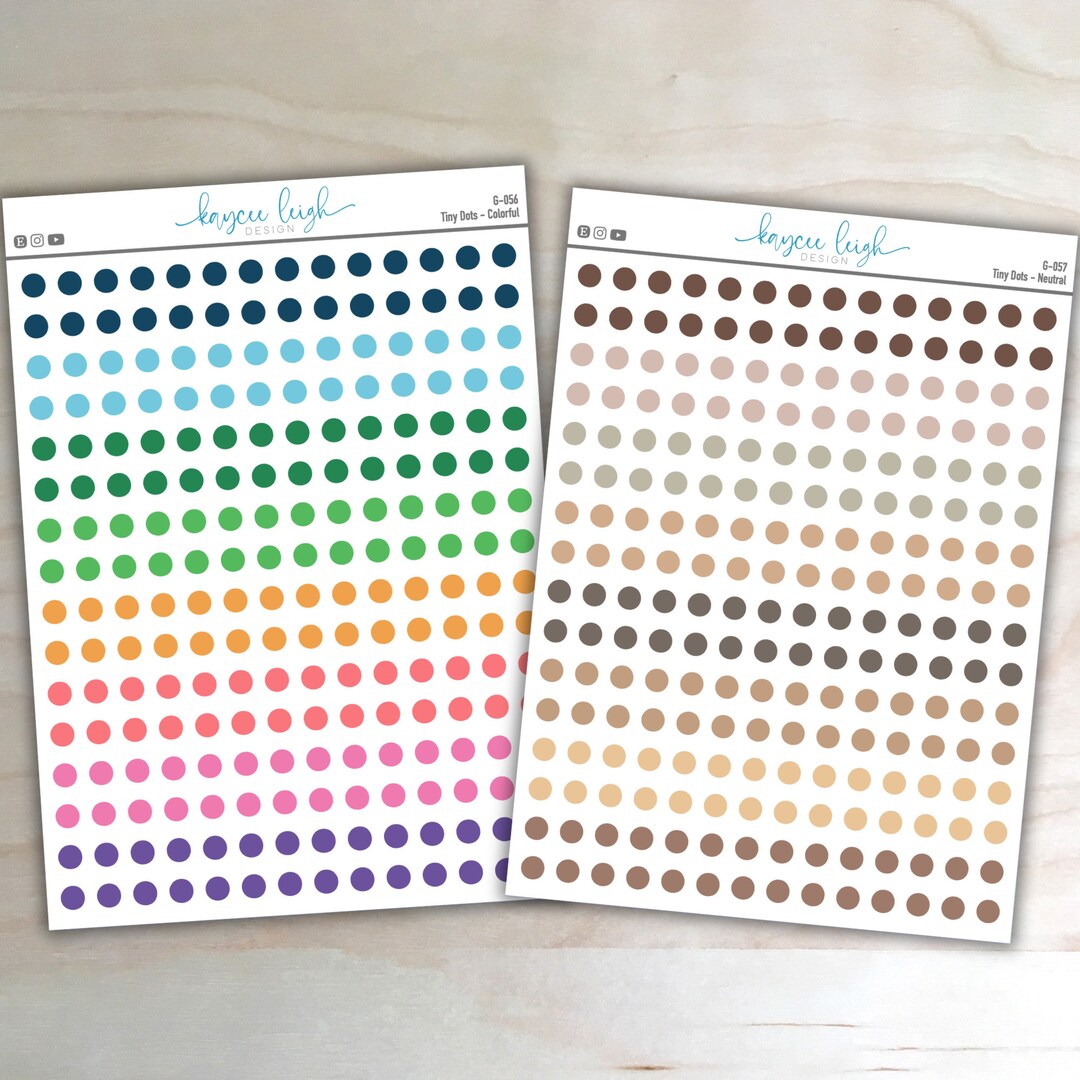 Tiny Dot Stickers for Use in Planners, Notebooks, Bullet Journals, Etc ...