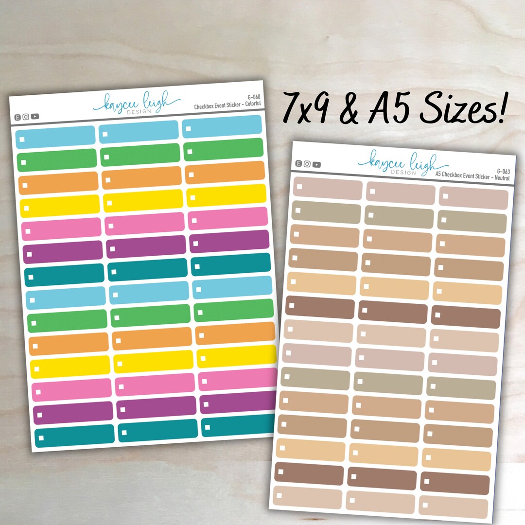 Checkbox Event Stickers for Use in Planners, Notebooks, Bullet Journals ...