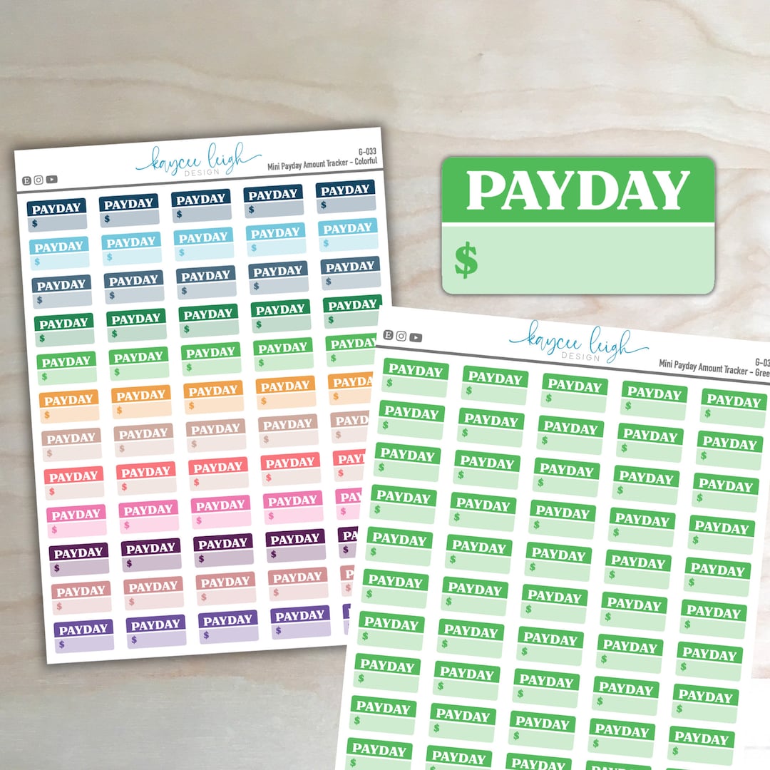 Mini Payday Stickers With Amount Tracker for Use in Planners, Notebooks ...